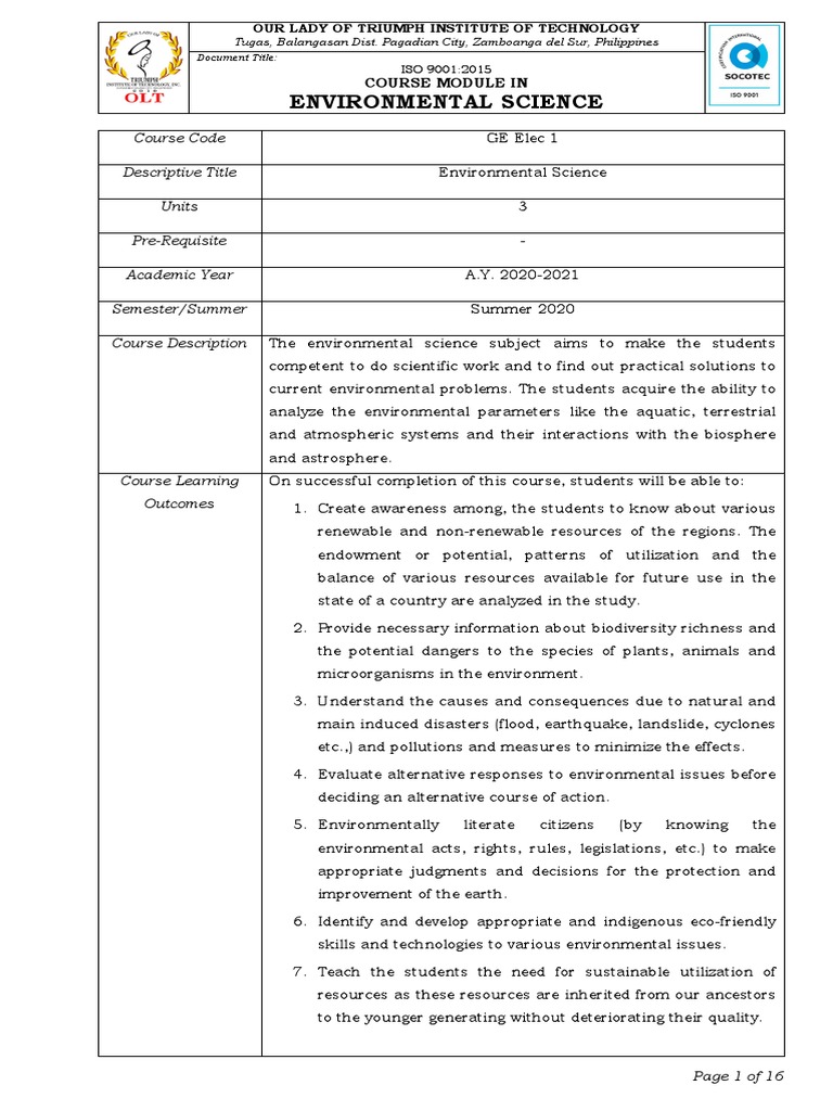 An Introduction to Environmental Issues and Sustainable Resource ...