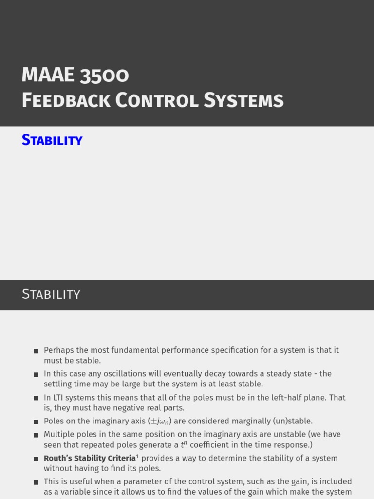 L6 MAAE 3500 Stability Zeros PDF | PDF | Mathematics | Algorithms