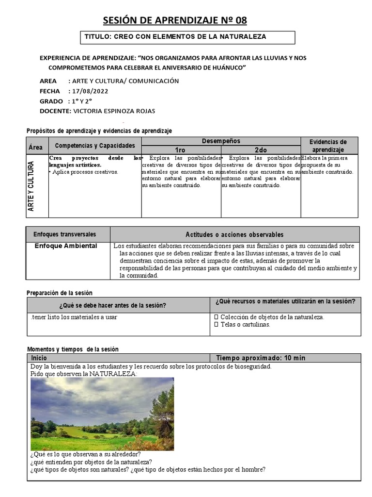 Sesion n8 Fver | PDF | Aprendizaje | Entorno natural