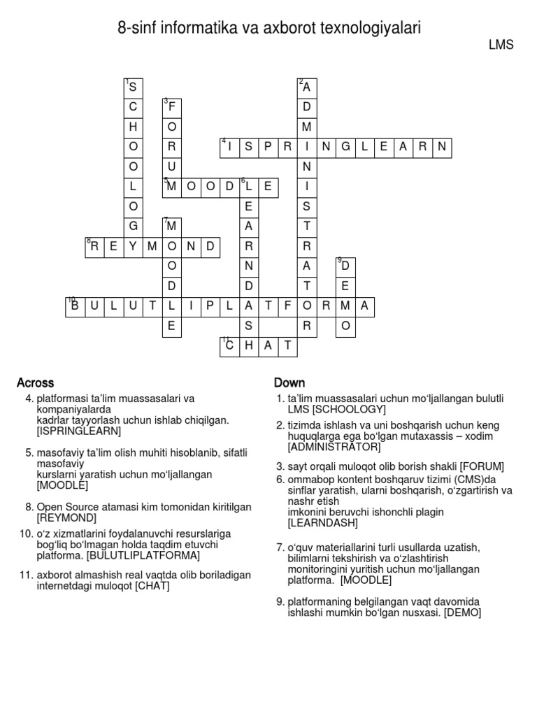 8-Sinf Informatika Va Axborot Texnologiyalari-Key | PDF