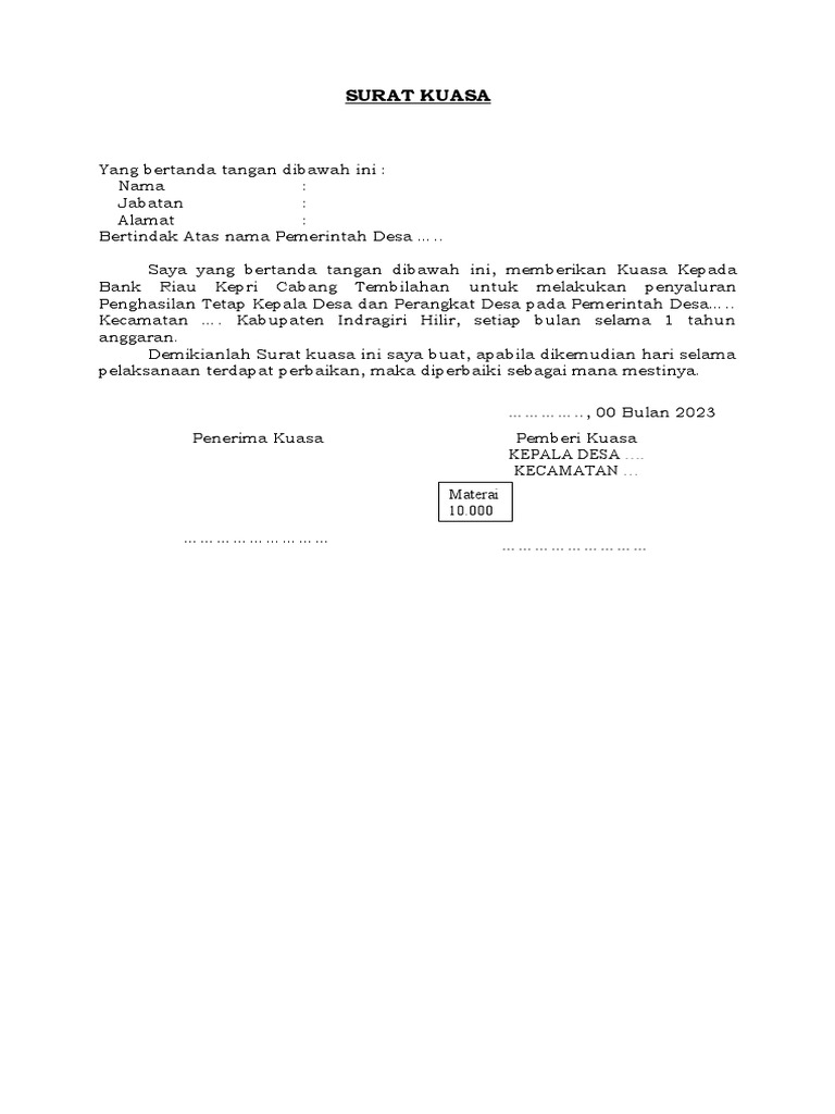 SURAT KUASA BRK | PDF