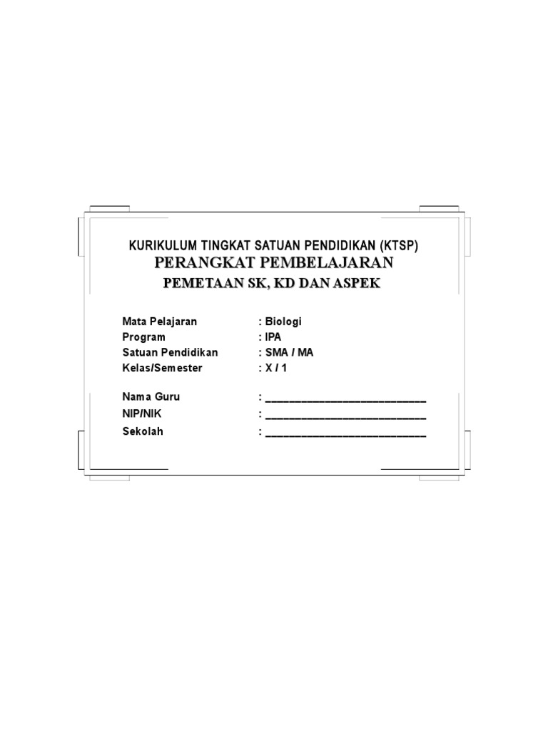 contoh PEMETAAN SK-KD BIOLOGI SMA | PDF