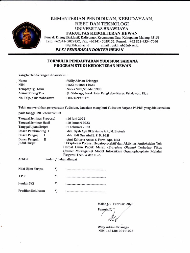 Form Pendaftaran Yudisium PDF | PDF