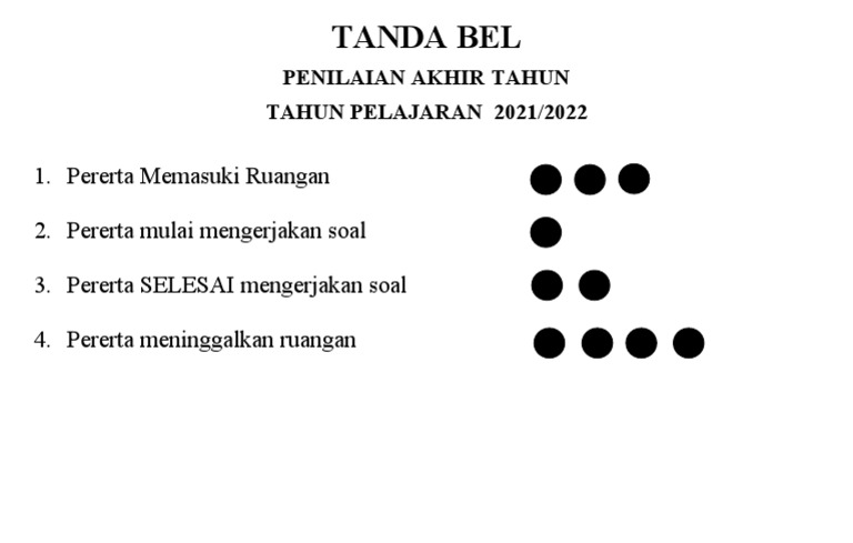 Tanda Bel PAT TP.2021-2022 | PDF