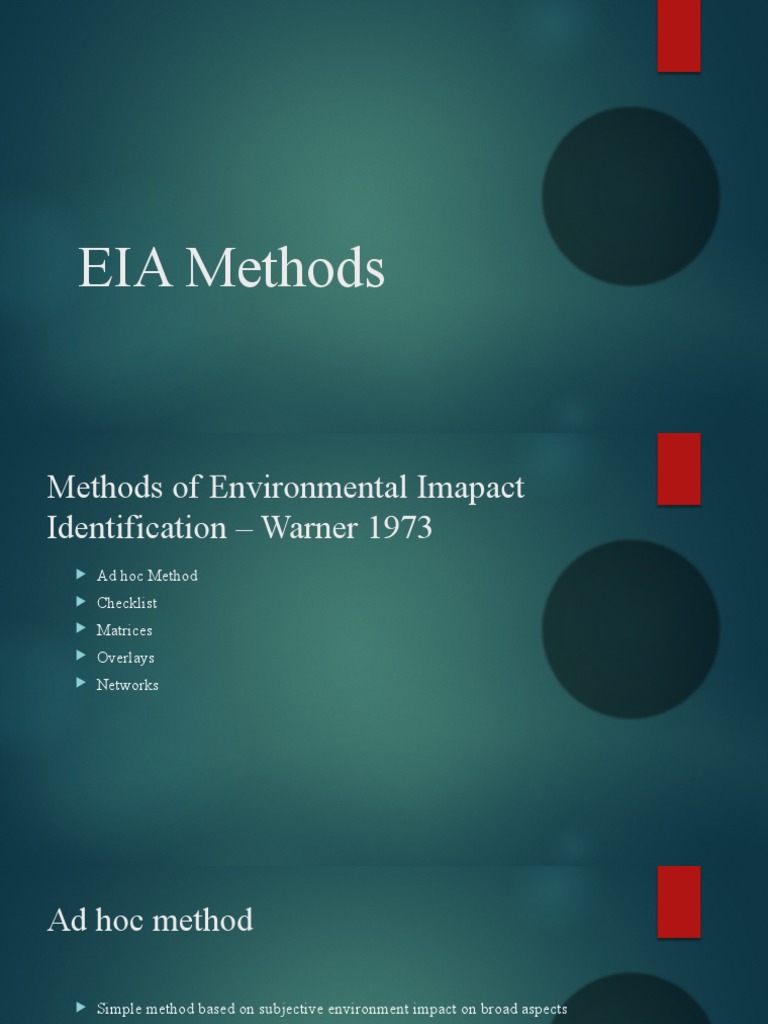 EIA Methods | PDF | Environmental Impact Assessment | Wireless Ad Hoc ...