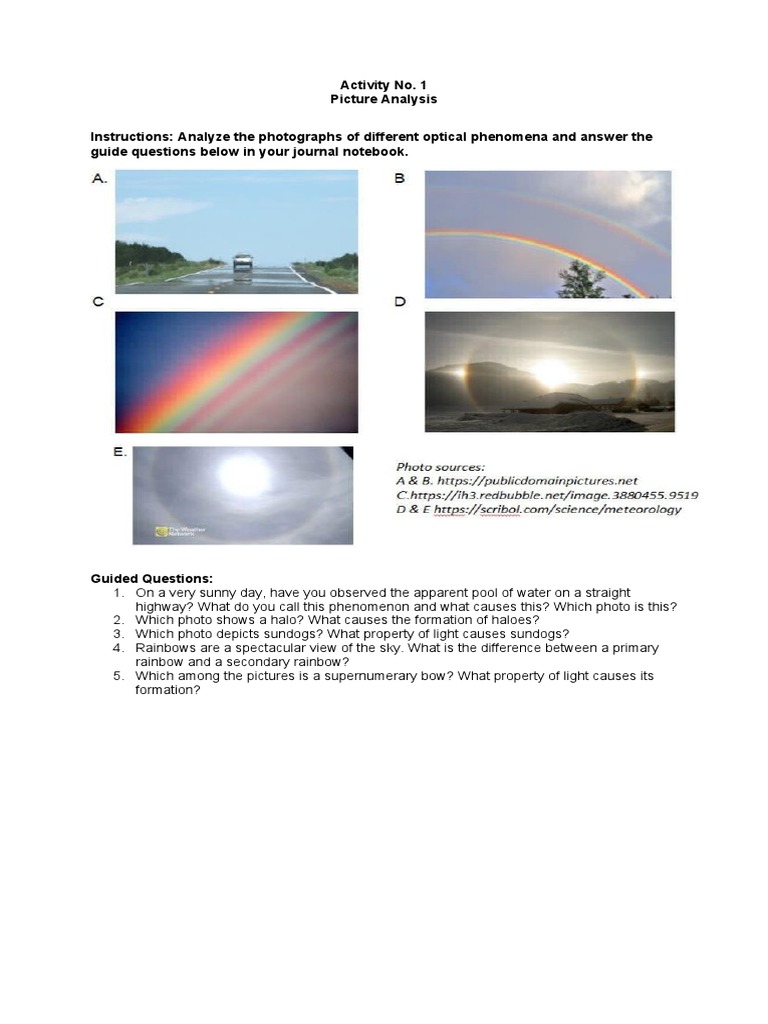 Physical Science Q4 Week 5 Activities | PDF | Rainbow | Optics