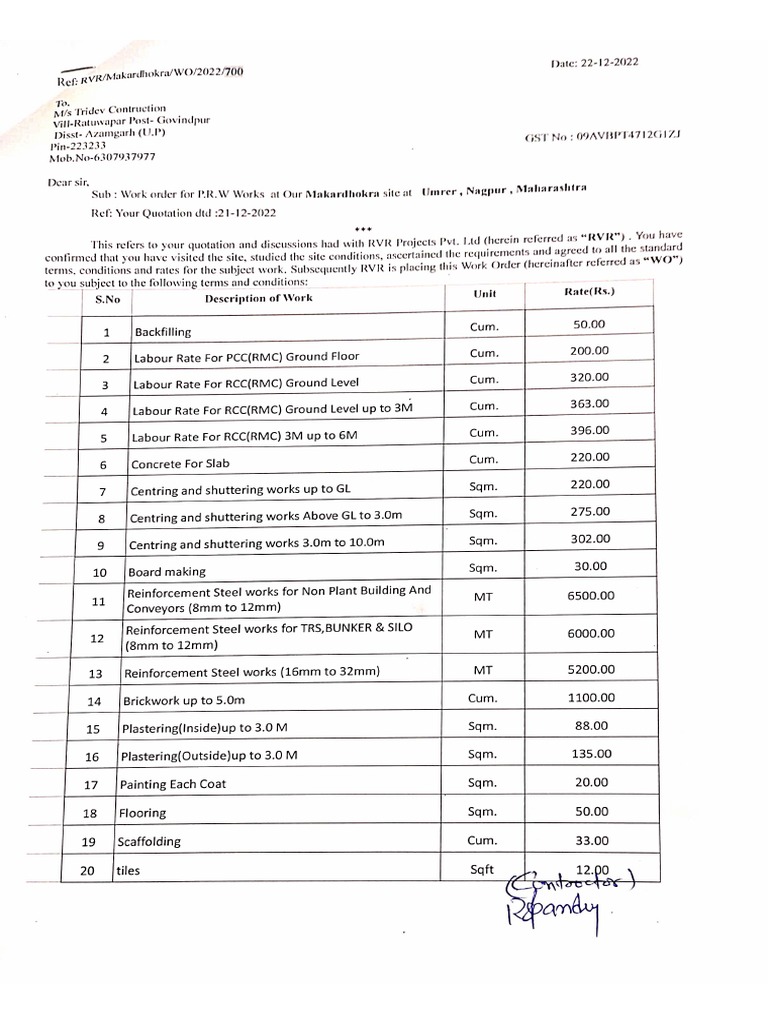 Tridev Construction WO | PDF