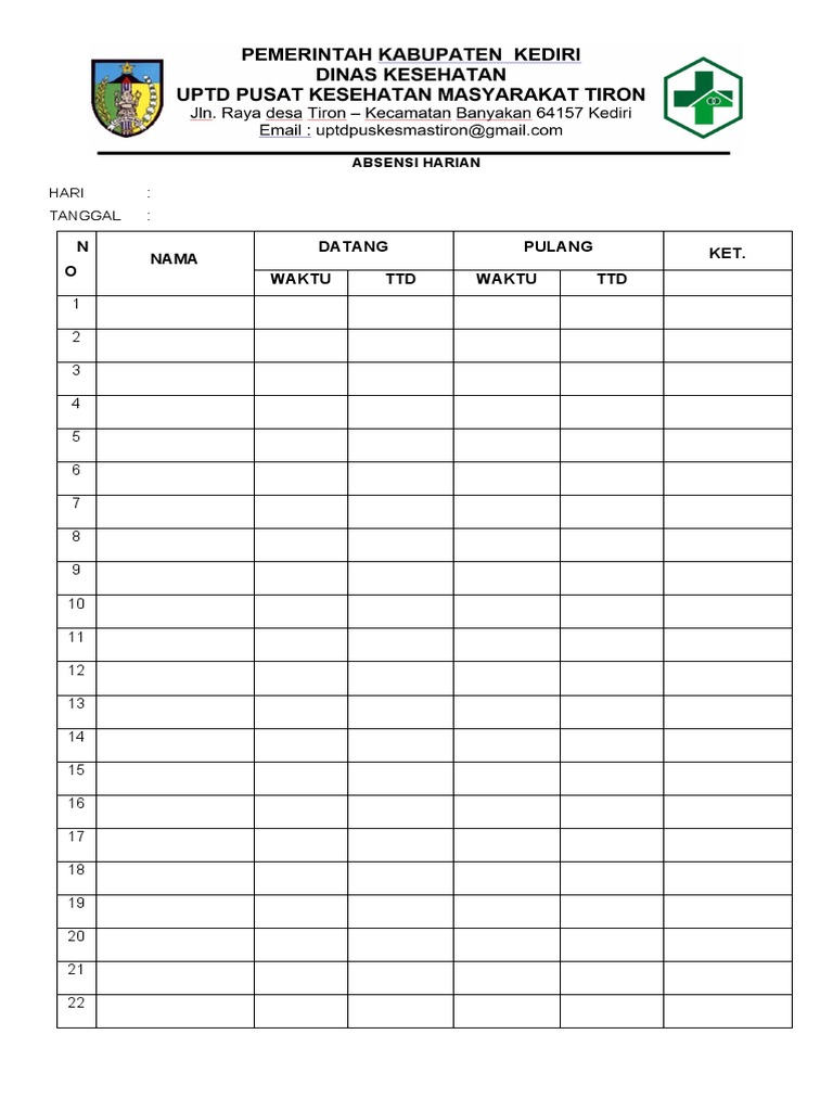 ABSENSI Harian Kosongan | PDF