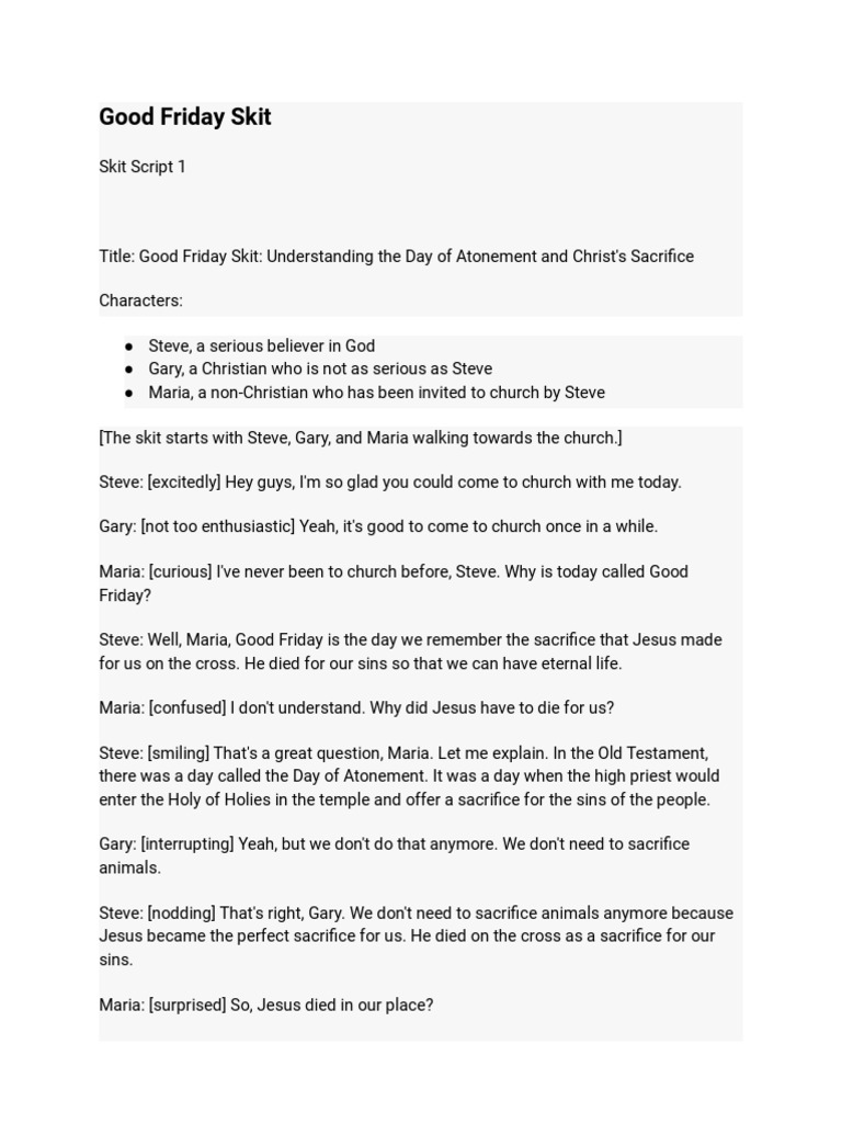 Good Friday Skit | PDF | Sacrifice | Forgiveness