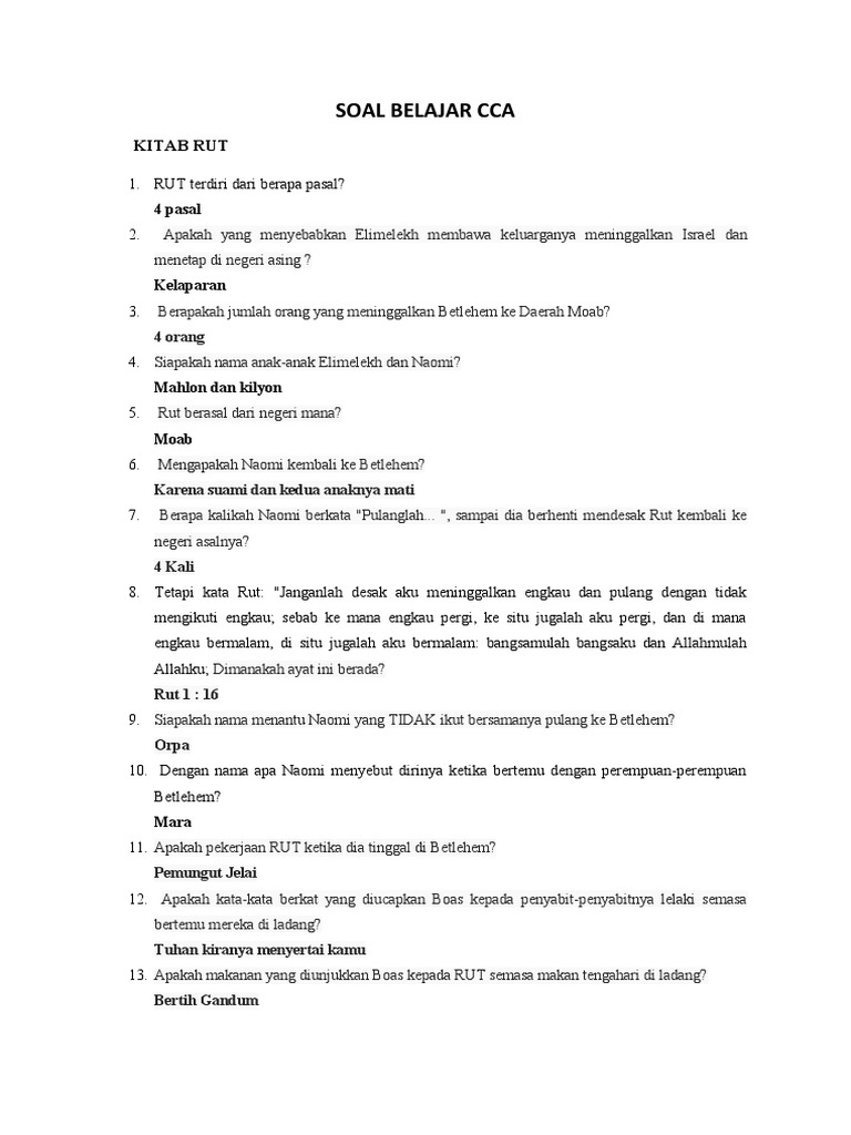 SOAL CCA (AutoRecovered) | PDF | Agama & Spiritualitas