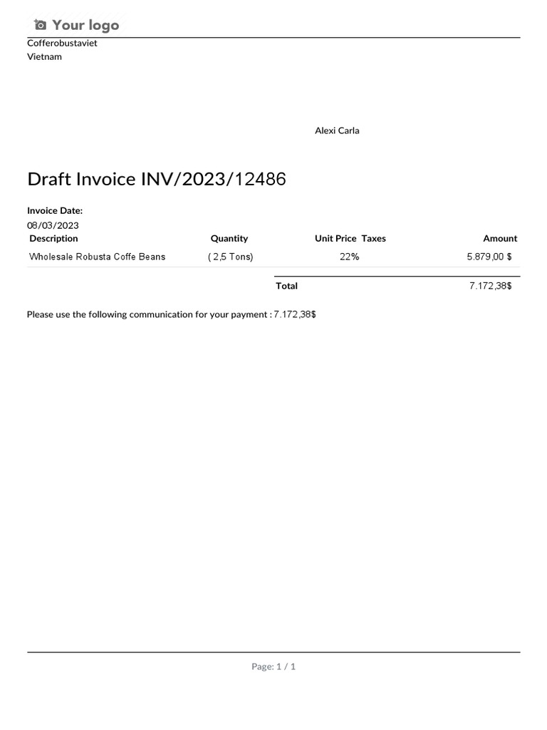 Draft Invoice INV 2023 00001 1 | PDF
