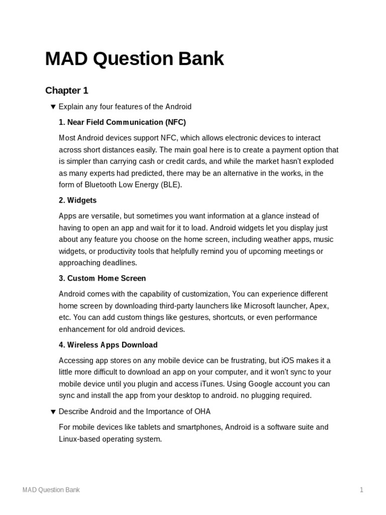 MAD Question Bank | PDF | Android (Operating System) | Ios