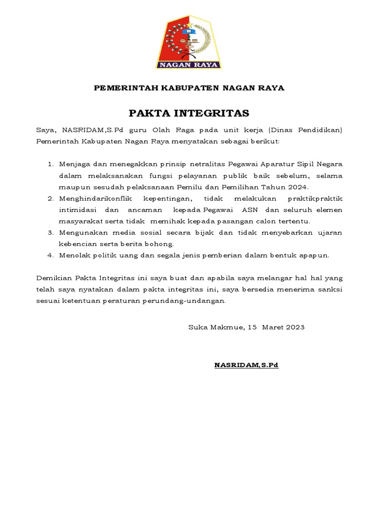 Fakta Integritas Asn | PDF