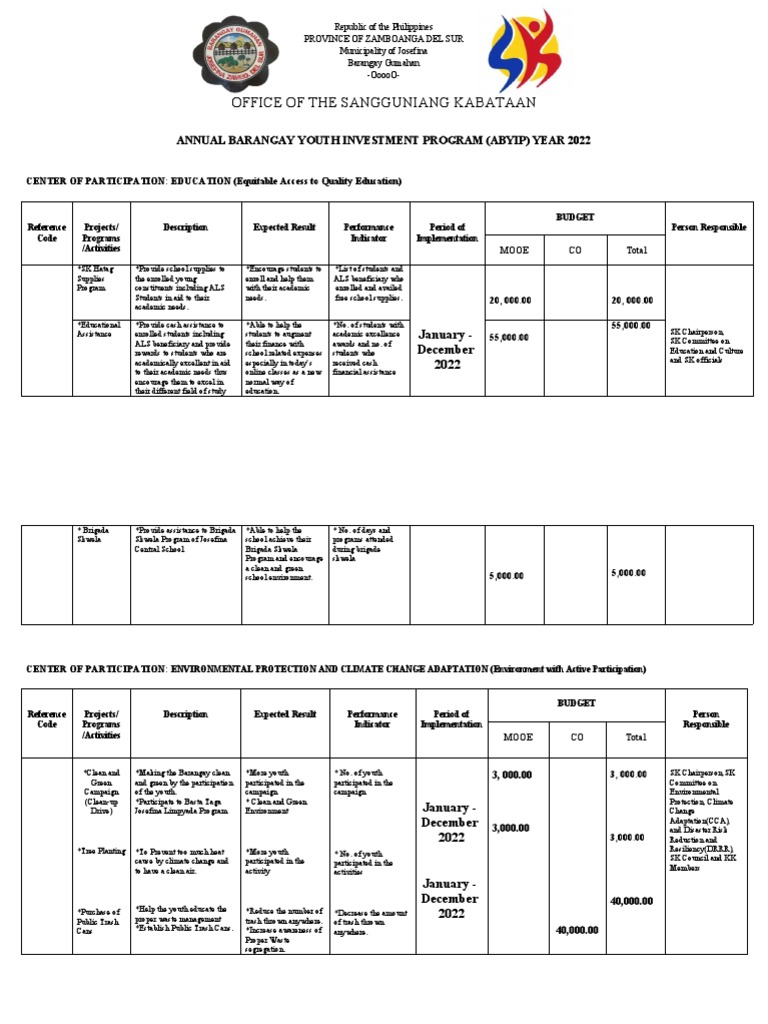 Annual Youth Investment Program ABYIP | PDF