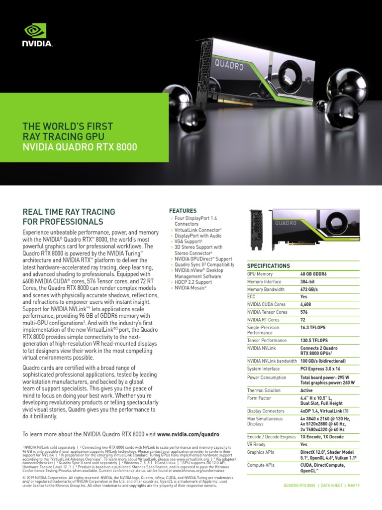 Quadro RTX 8000 Us Nvidia 946977 r1 Web | PDF | Graphics Processing Unit | Computing
