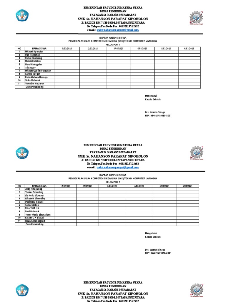 Absensi Pembekalan UKK | PDF