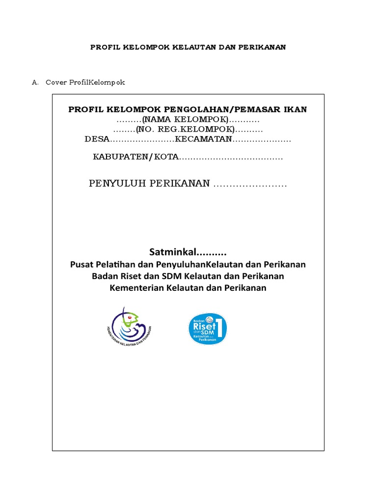 Poklahsar - Format Profil Kelompok KP Pengolah-Pemasar Ikan Tahun 2020 ...