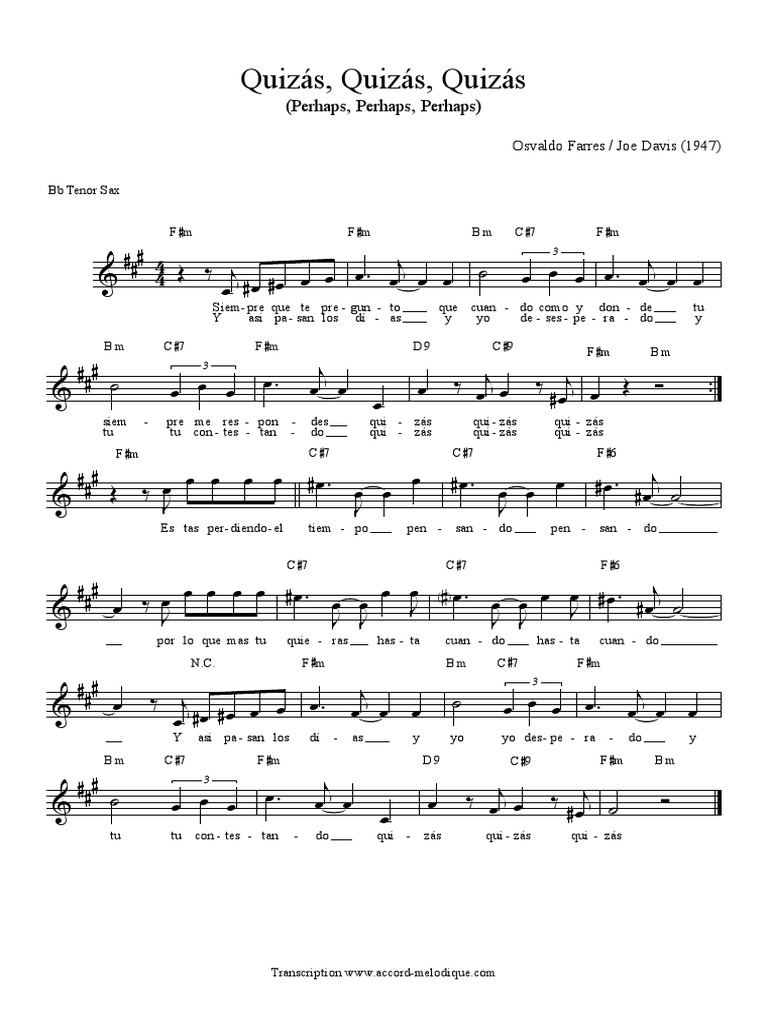 Quizas Quizas Quizas | PDF | Música cubana