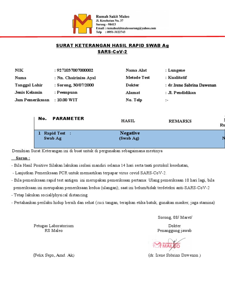 Lembaran Antigen Format Utuh | PDF