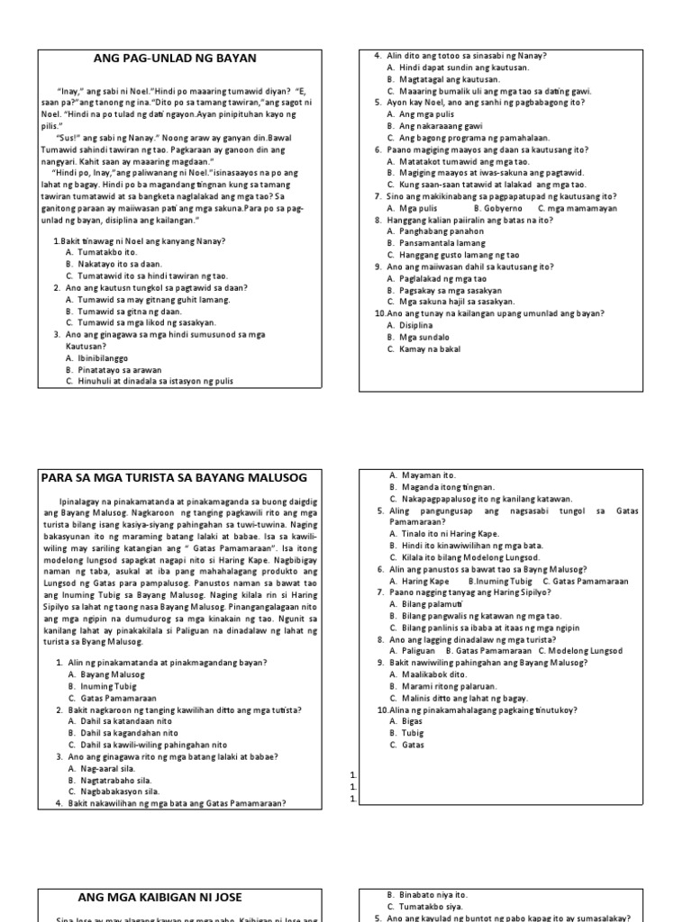 Tagalog Reading Materials | PDF