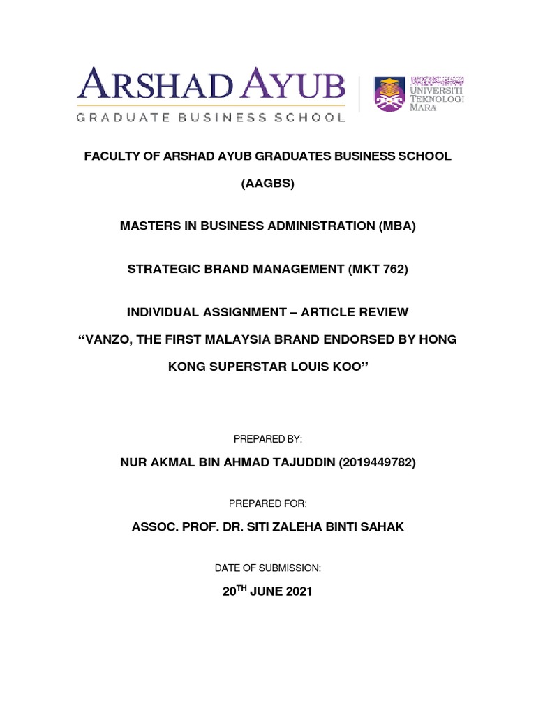 Article Review - NUR AKMAL AHMAD TAJUDDIN - AA7014A (2019449782) | PDF ...