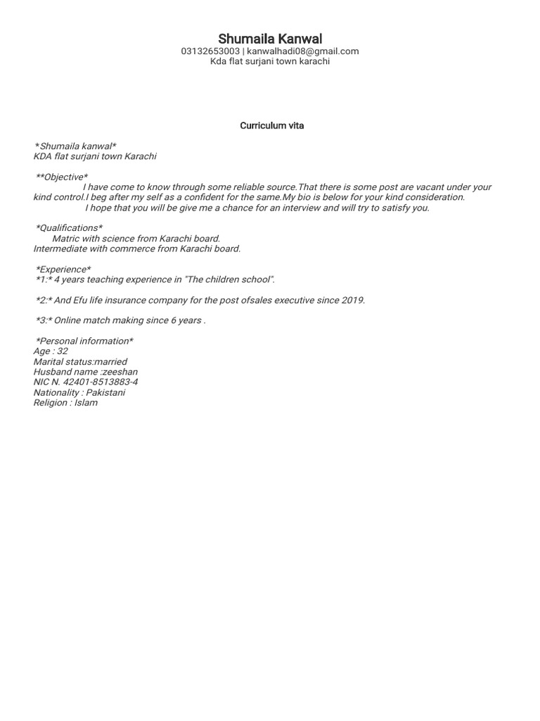 Resume Shumaila | PDF