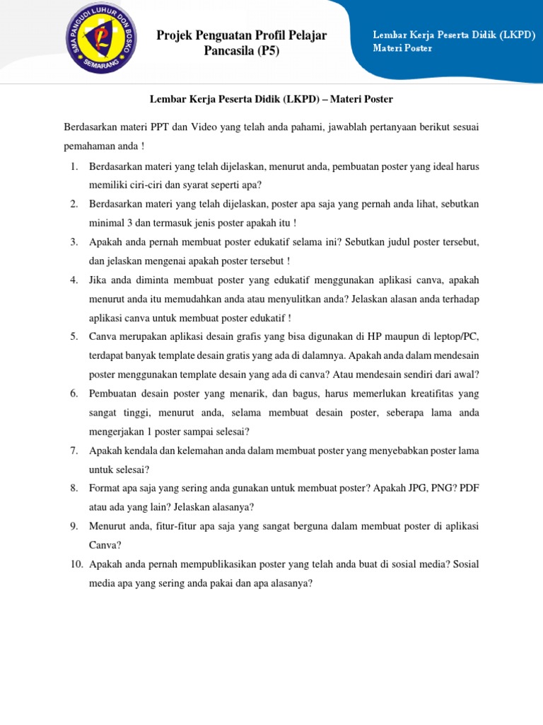 LKPD Kelompok Poster | PDF | Karier & Perkembangan