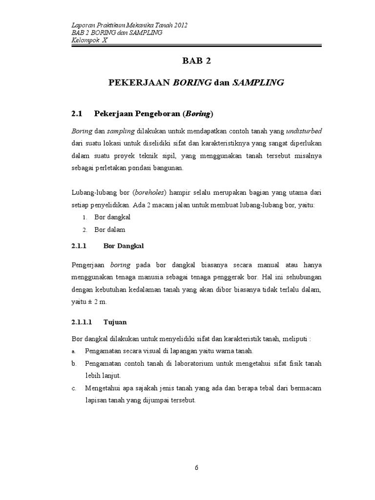 Proses Boring dan Sampling Tanah | PDF | Griya & Taman | Teknologi ...