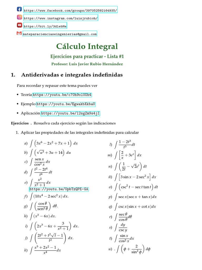 C - Lculo II Ejercicios para Practicar Lista#1 | PDF