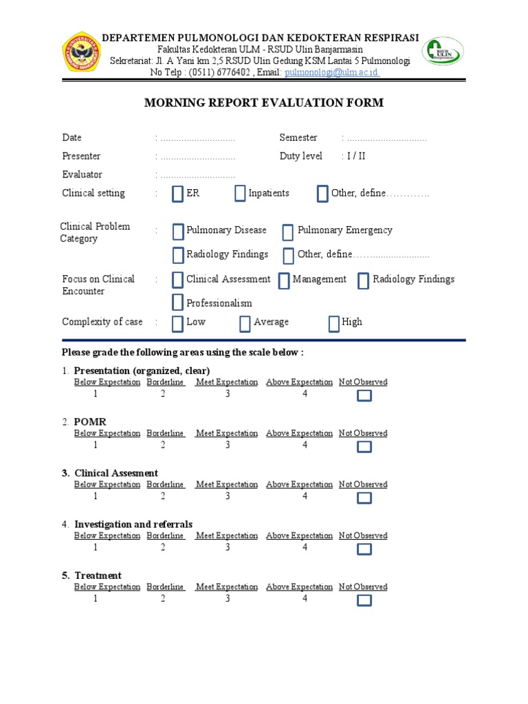 Form Morning Report Evaluation Semester 1 & 2 | PDF