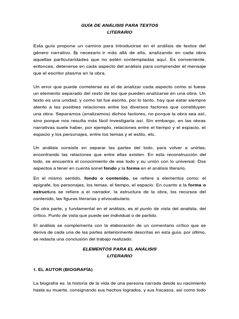 Guia para El Analisis Del Texto Literario | PDF | Narración