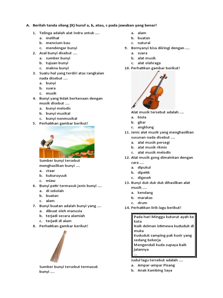 SOAL Seni Musik KELAS 1 | PDF SOAL Seni Musik KELAS 1 | PDF