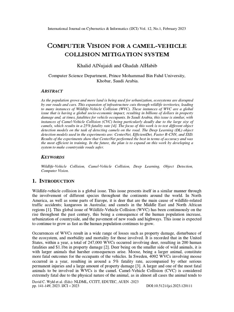 Computer Vision For A Camel-Vehicle Collision Mitigation System | PDF | Computing | Computer Science