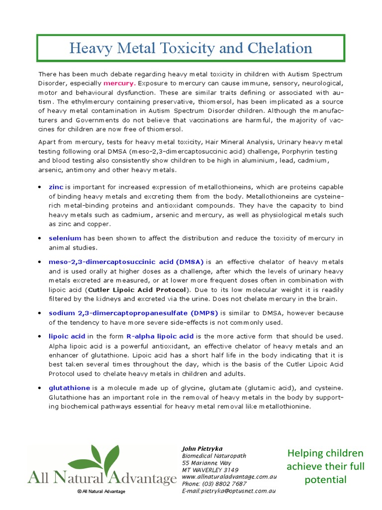 Heavy-Metal-Toxicity-and-Chelation Cutler | PDF | Zinc | Toxic Heavy Metal