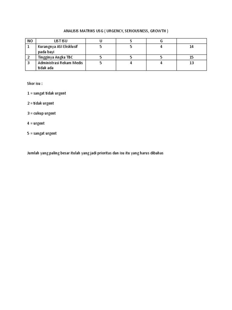 Analisis Matriks Usg | PDF