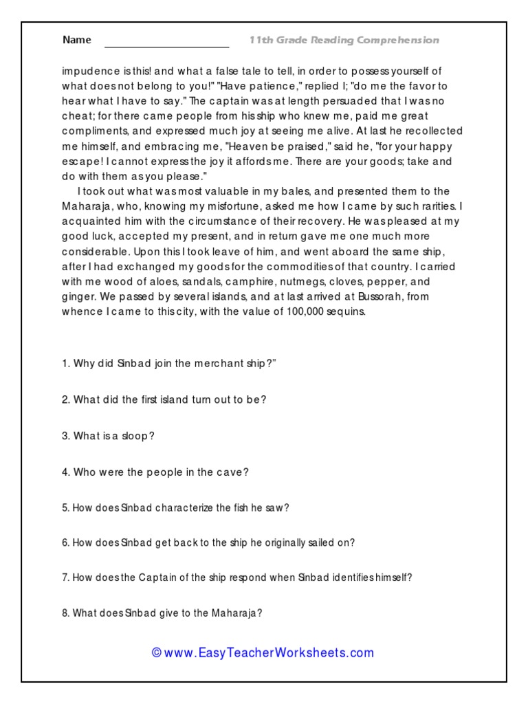 11th Grade Reading Comprehension Exercise | PDF | Social Science