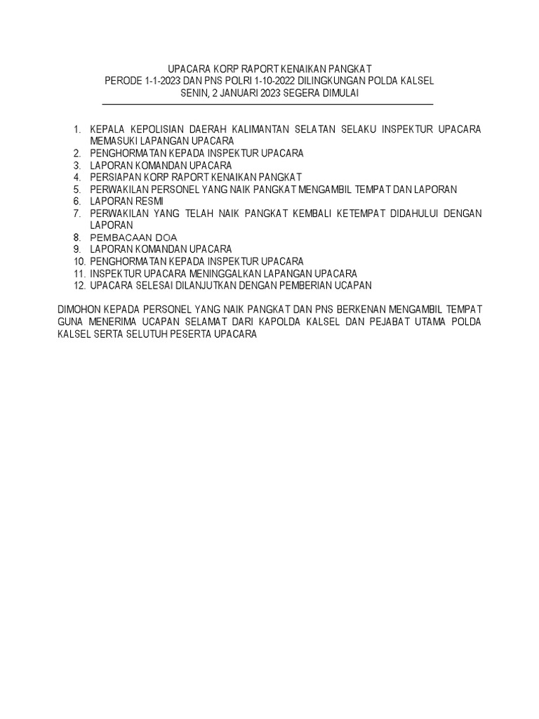 Susunan Acara Korp Raport PDF | PDF | Teknologi & Rekayasa