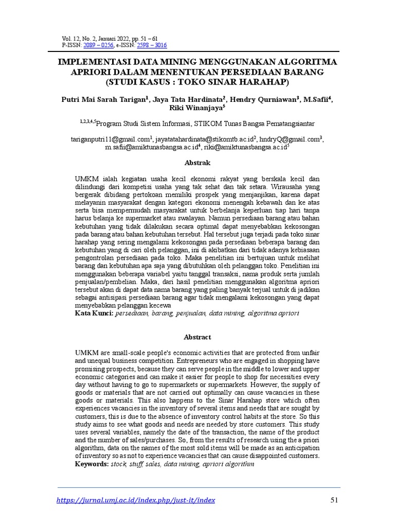 Data Mining Apriori untuk Persediaan Toko | PDF