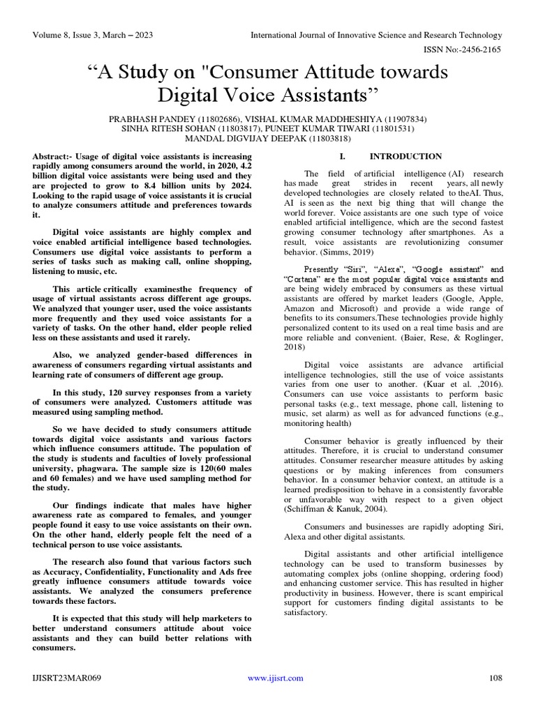 Consumer Attitudes Toward Voice Assistants | PDF | Survey Methodology ...
