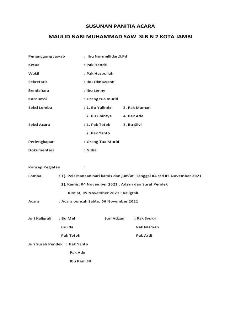 SUSUNAN PANITIA ACARA.docx | PDF SUSUNAN PANITIA ACARA.docx | PDF