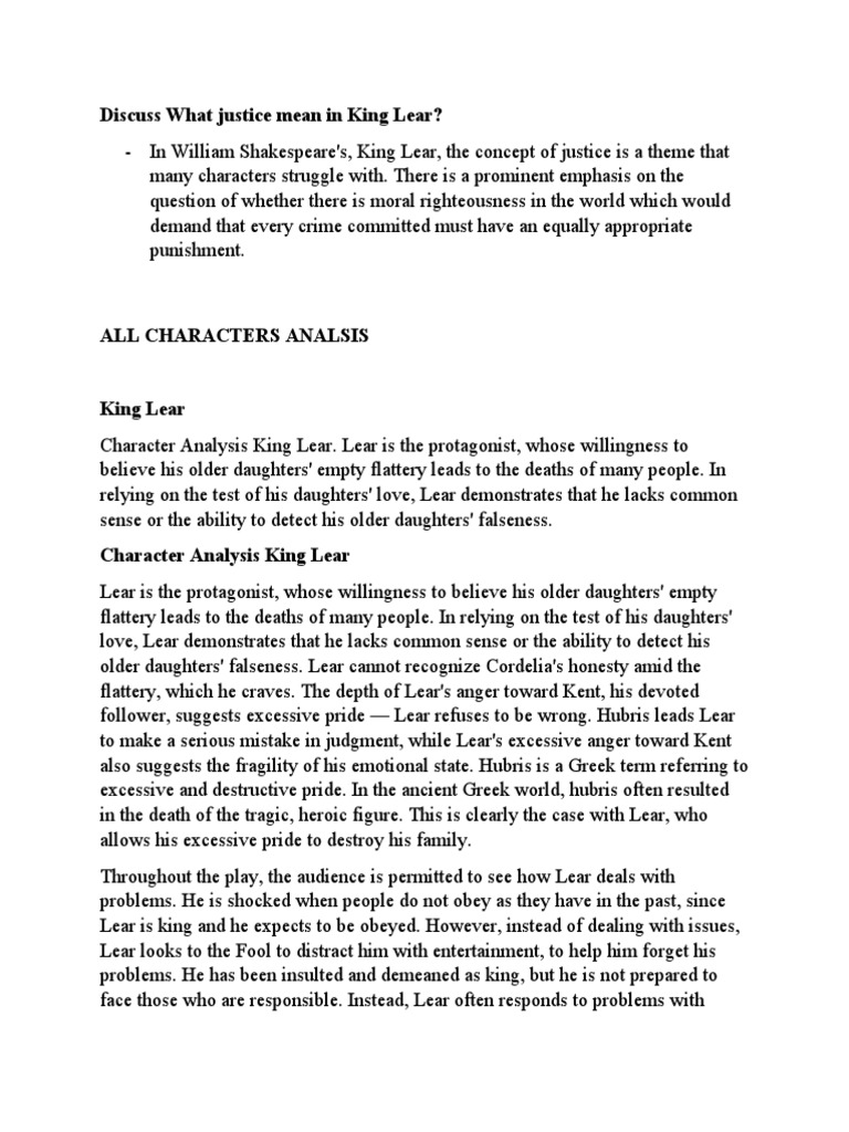 Discuss What Justice Mean in King Lear | PDF | King Lear