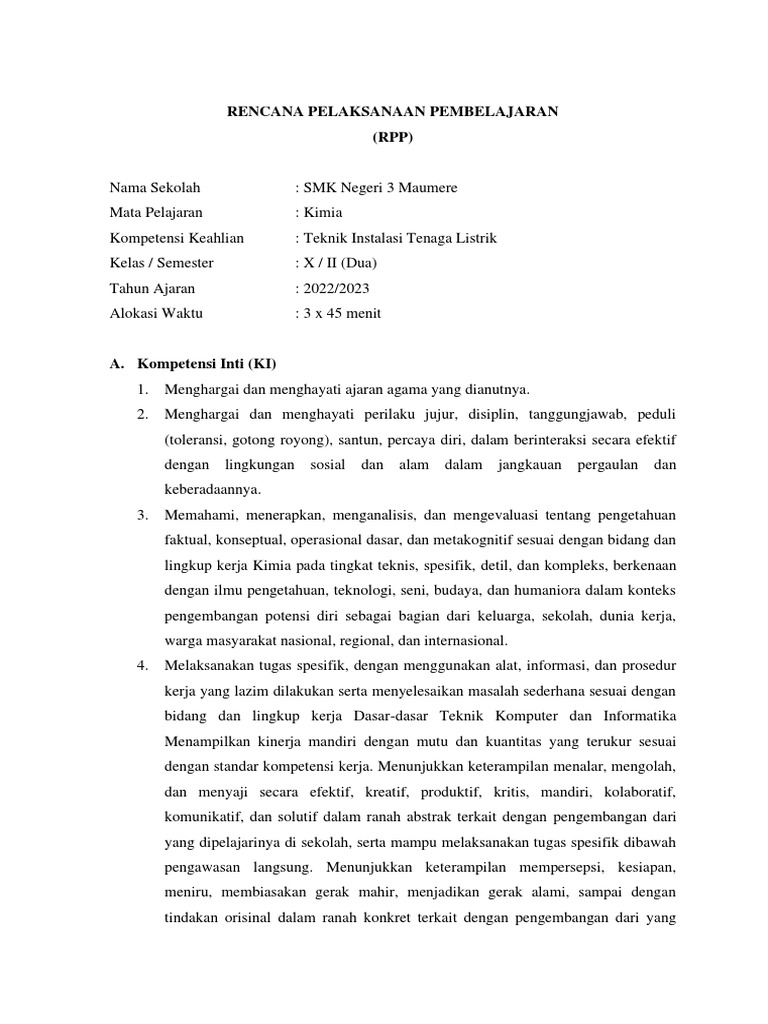 RPP Kimia Asam Basa | PDF