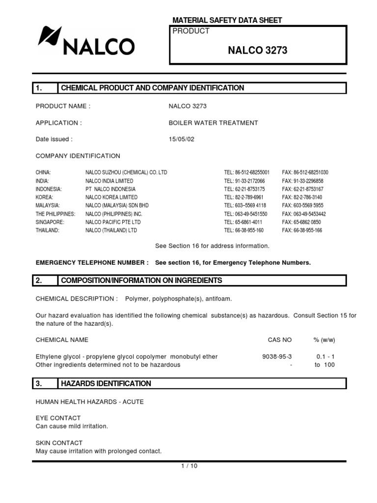 3273 (Boiler Water Treatment) PDF | PDF | Dangerous Goods | Waste