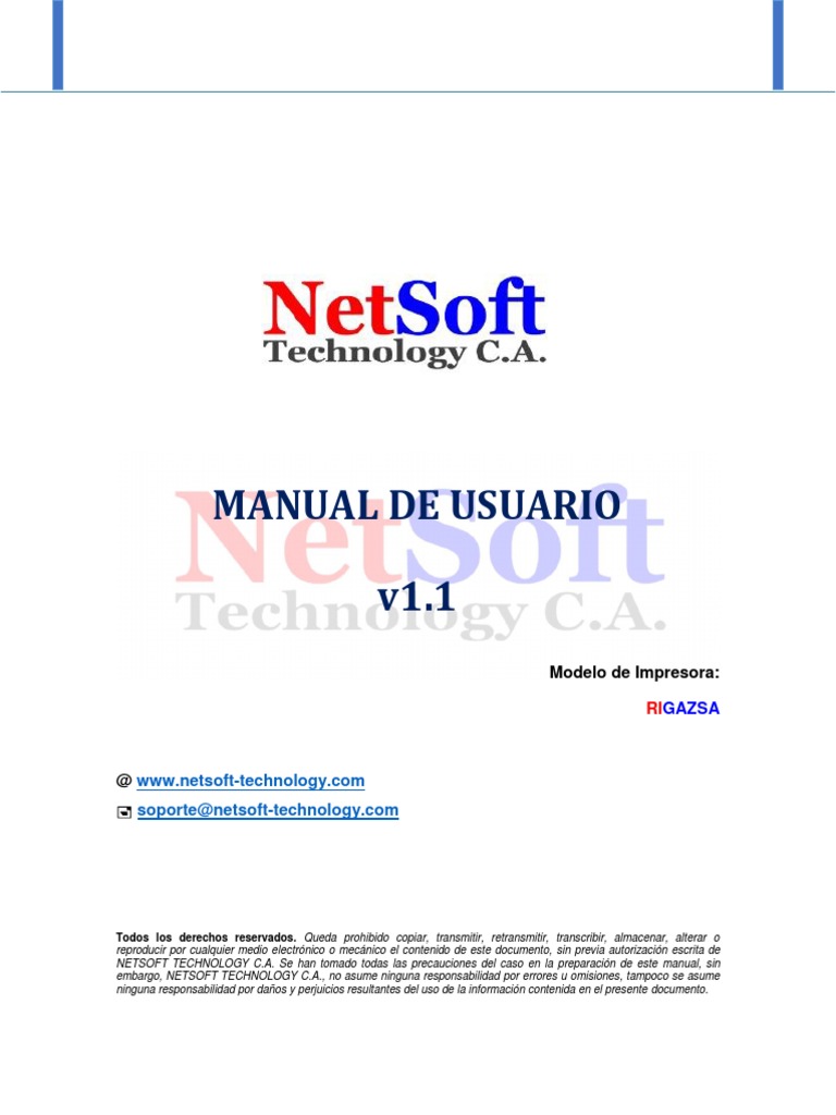 Manual de Usuario Impresora RIGAZSA | PDF | Impresora (Computación ...