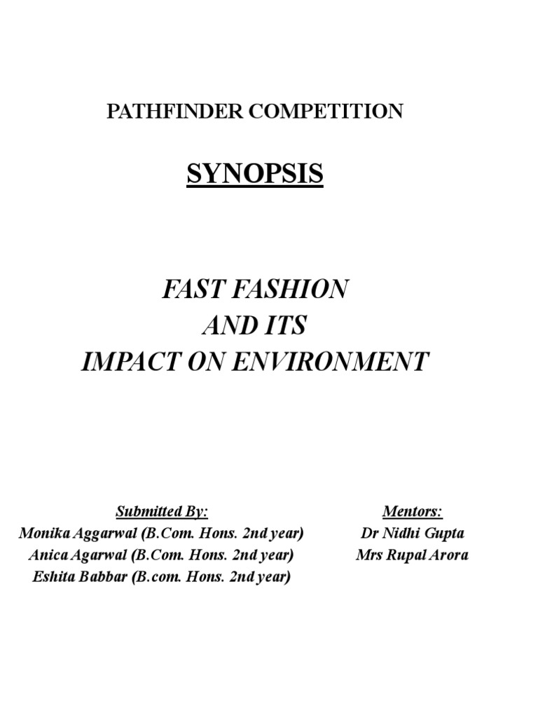 Synopsis - Fast Fashion PDF | PDF | Fashion | Sustainability