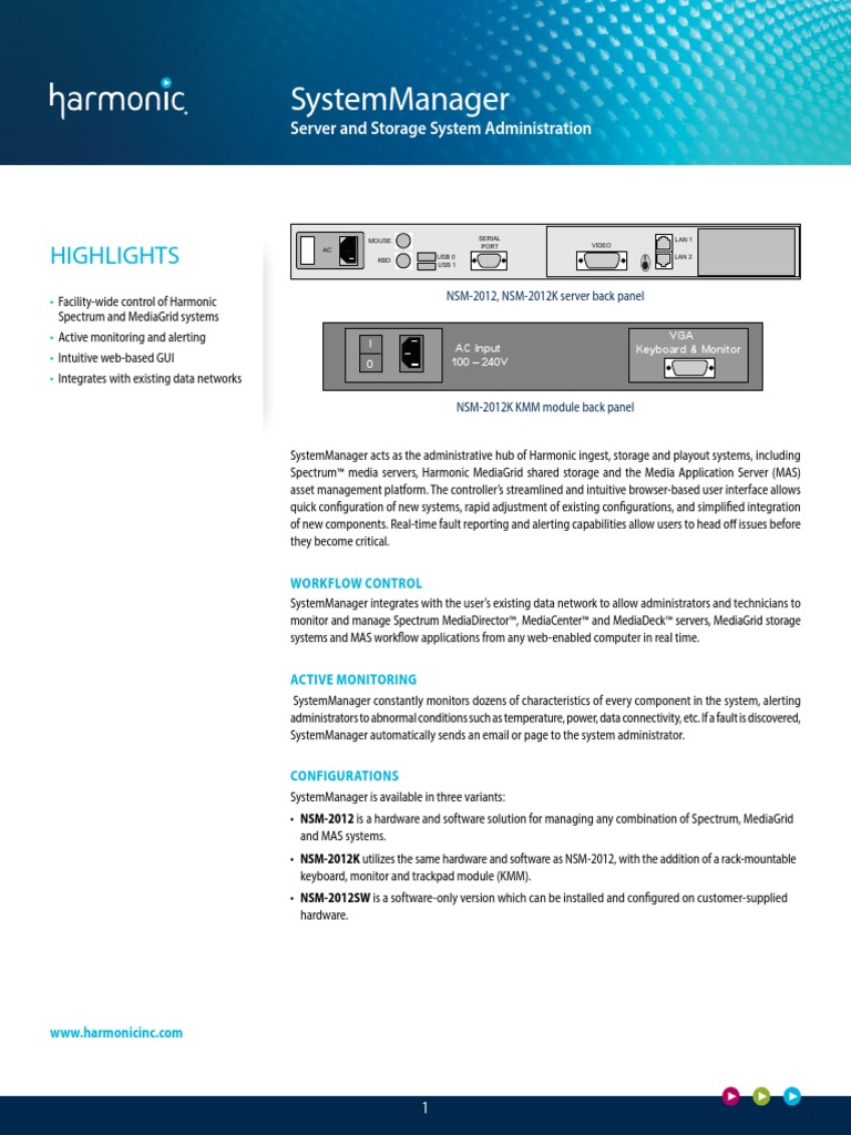 Harmonic - SystemManager - NSM 2012K - Datasheet | PDF | Usb | Web ...