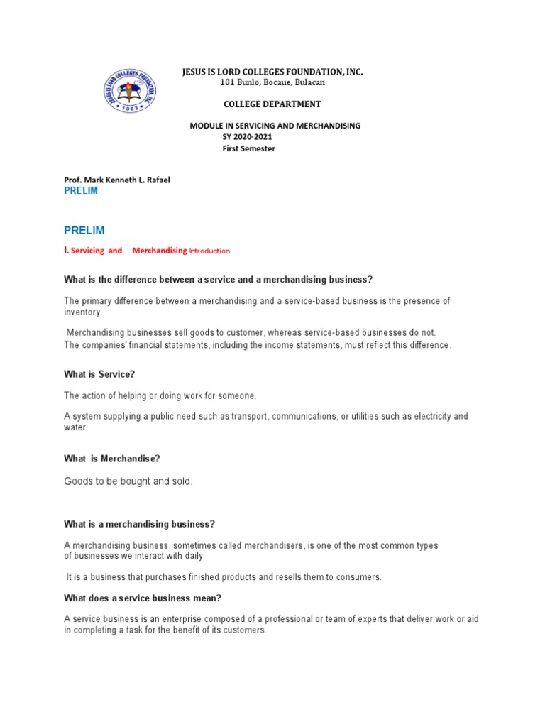 MODULE Servicing An Merchandising | PDF | Retail | Merchandising