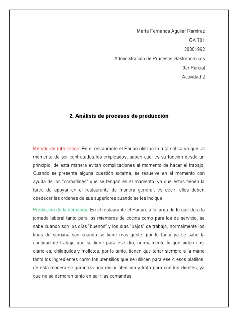2 Análisis De Procesos De Producción Pdf Business Economias