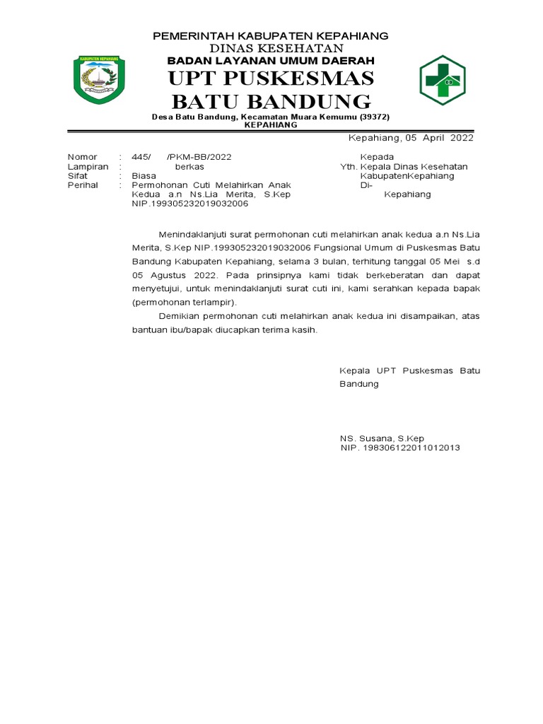 lia merita, surat cuti.docx | PDF