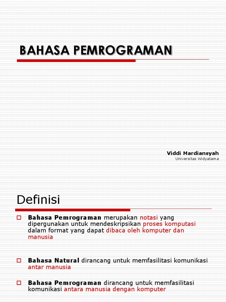 Definisi Dan Sejarah Bahasa Pemrograman | PDF